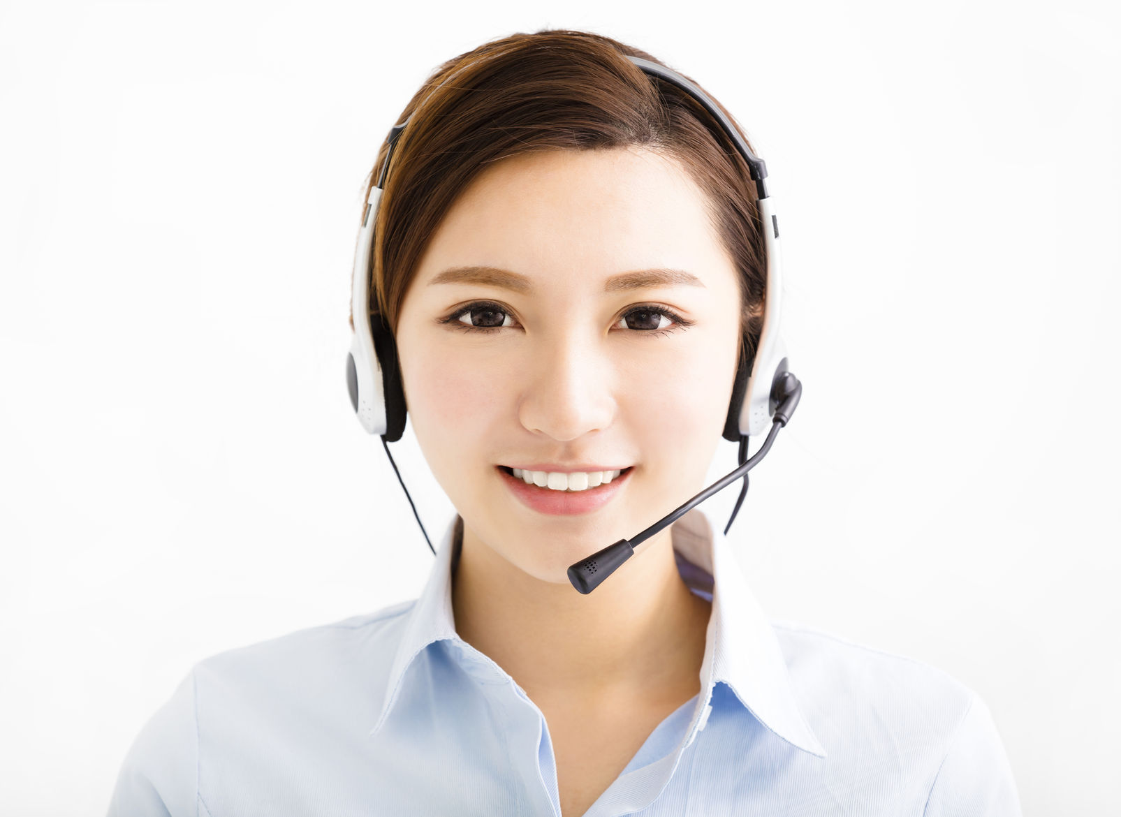 55105303 - smiling agent business woman with headsets - GuestServ